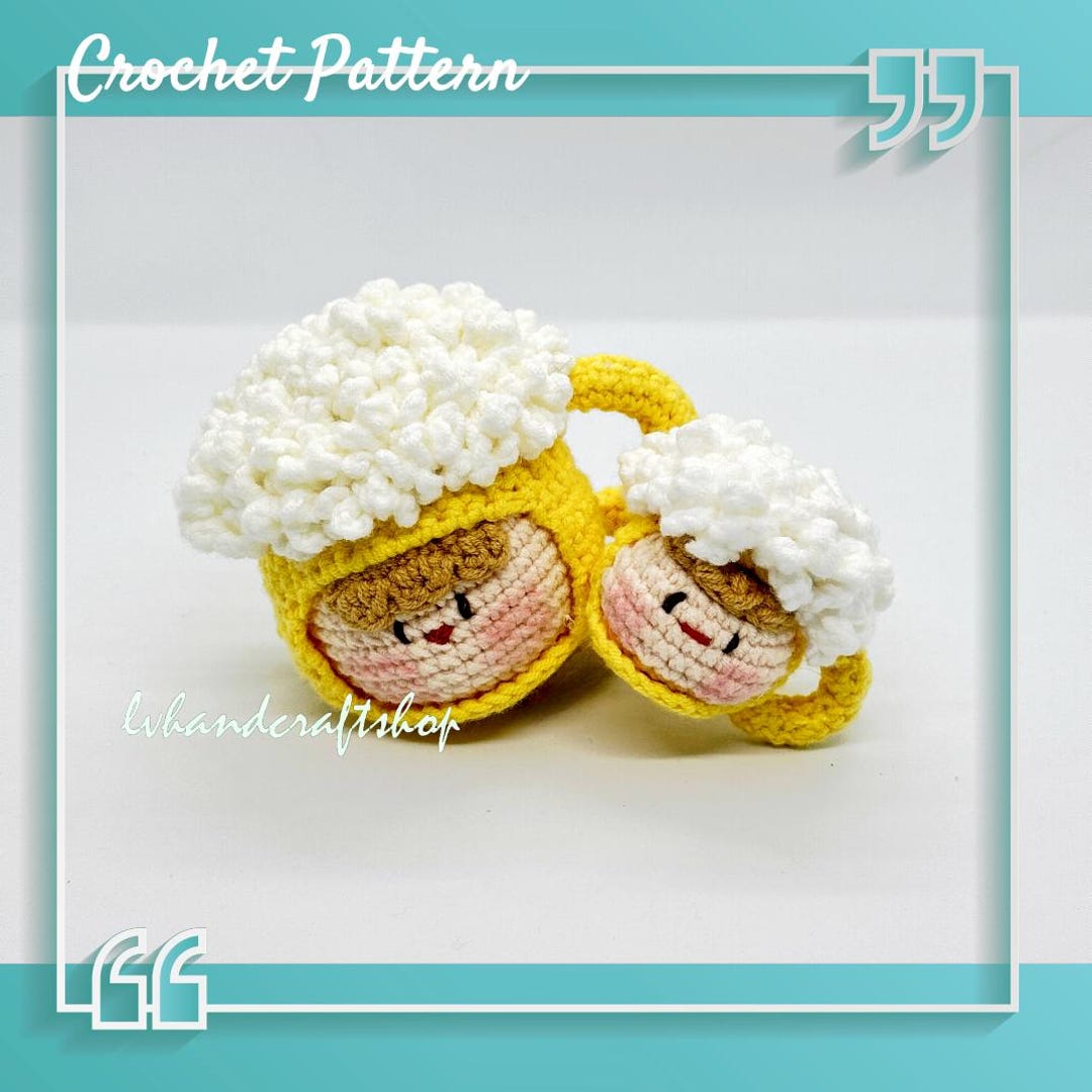 Mini Beer Mug Crochet Pattern | Amigurumi Keychain PDF | Miniature ...