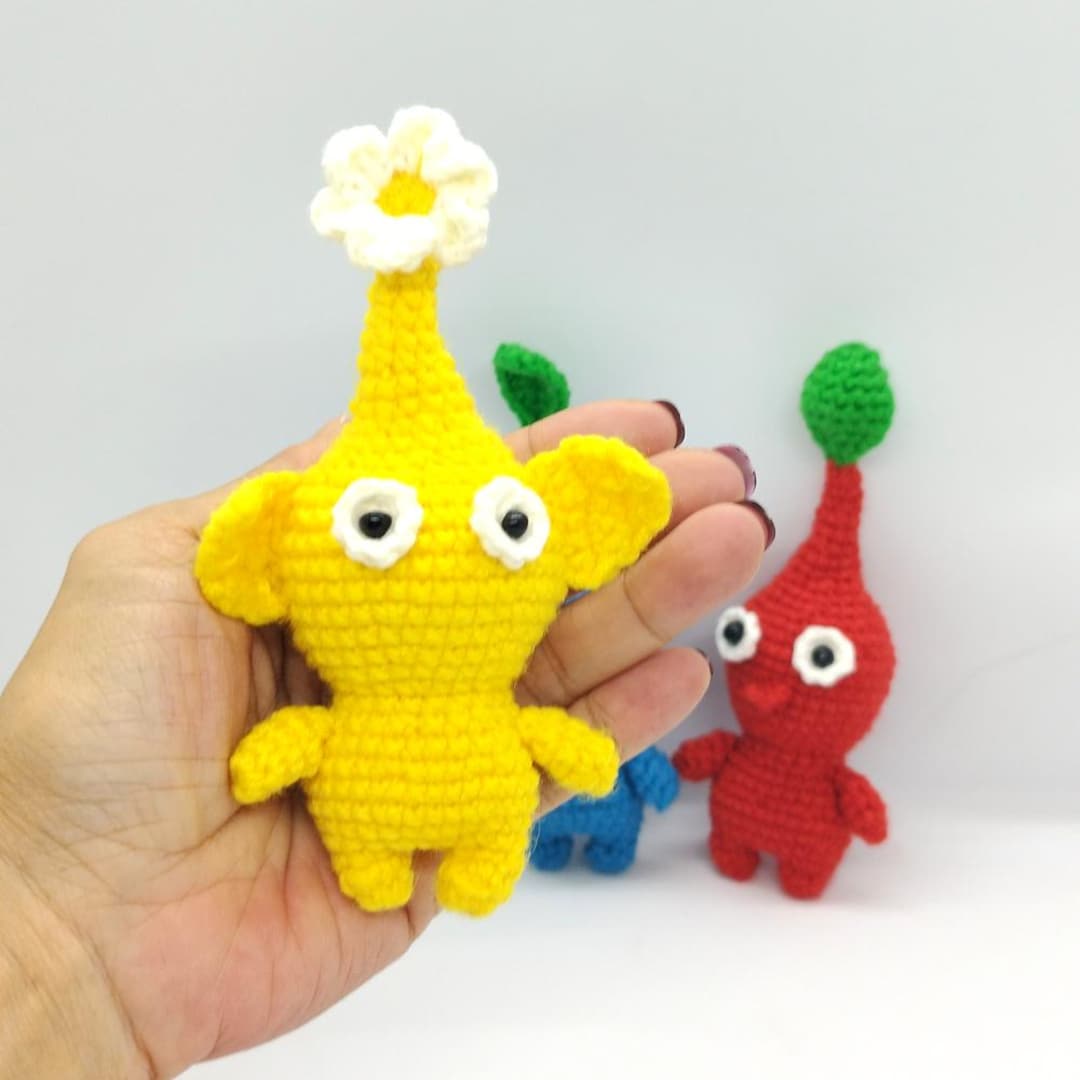 Pikmin Keychain DIY 12cm Crochet Pattern, 3-in-1 Flower Sprite ...