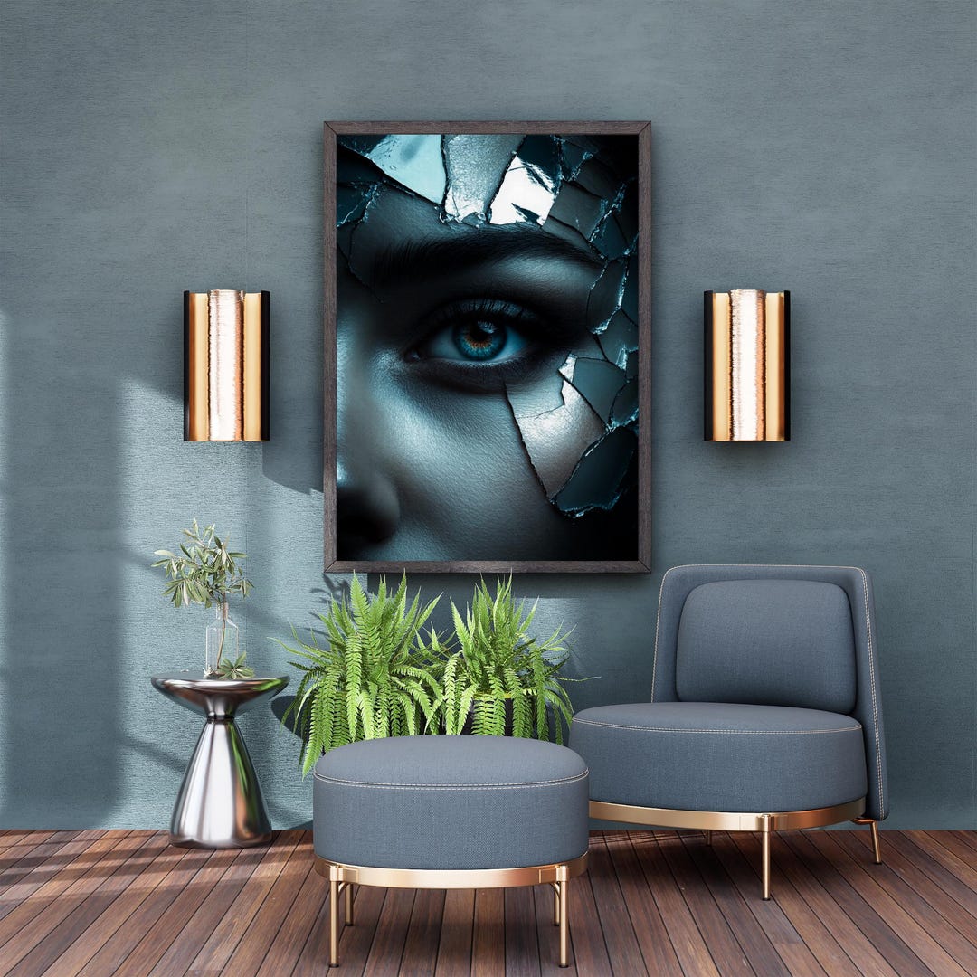 Shattered Reflections Art Print | Surreal Eye Portrait | Broken Mirror ...