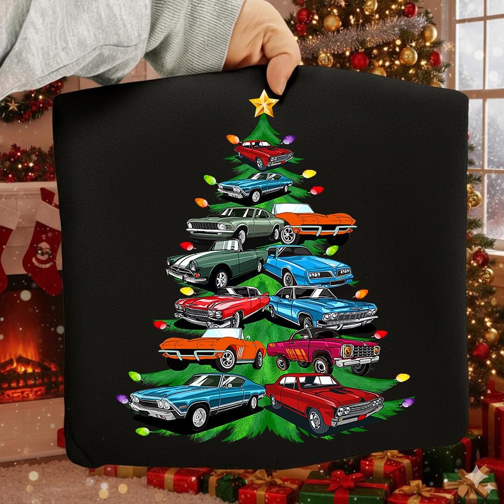 Cars Christmas Tree PNG Bundle, Drifting Christmas Tree, Red Truck ...