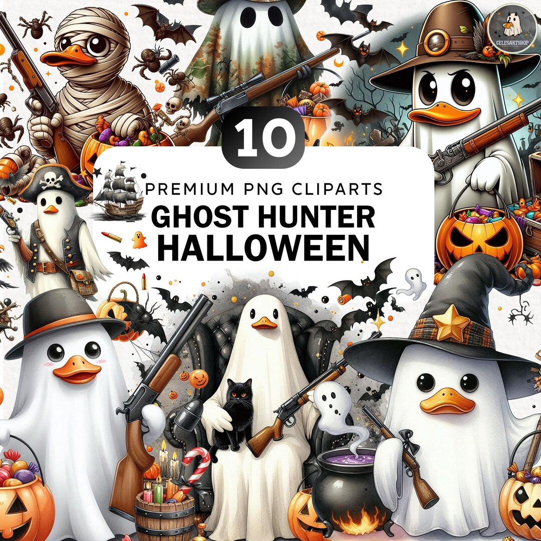 10+ Halloween Ghost Hunter Clipart Bundle, Ghost Halloween Png, Ghost ...