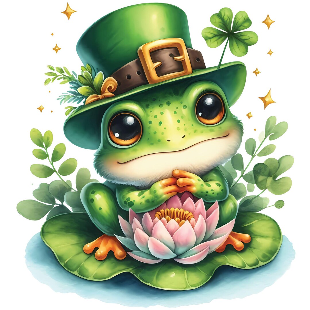 Watercolor St Patrick's Day Frog Clipart, Cute Patrick Animal Png ...