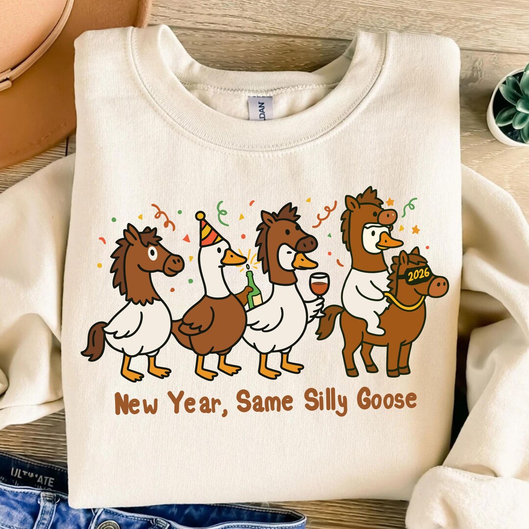 Silly Goose New Year PNG, Funny 2026 Horse Year PNG, Cute Goose Dressed ...