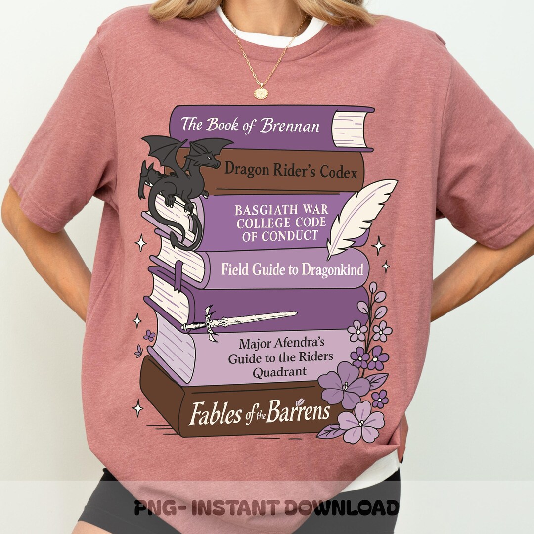 Fourth Wing Book Stack PNG, Dark Fantasy Romantasy Shirt Clipart, Xaden ...