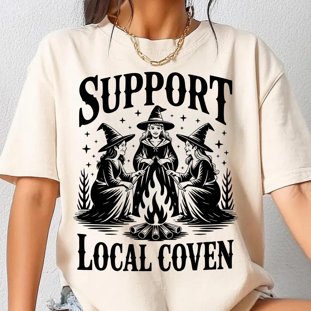 Support Your Local Coven PNG SVG, Retro Witch Halloween Shirt PNG ...