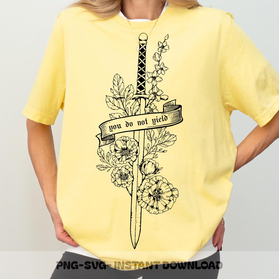 Retro “you Do Not Yield” Clipart, Floral Sword Bookish Shirt Design ...