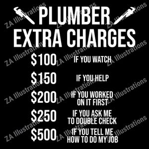 Funny Plumber Extra Charges PNG, Plumbing Humor T-shirt Design - Etsy