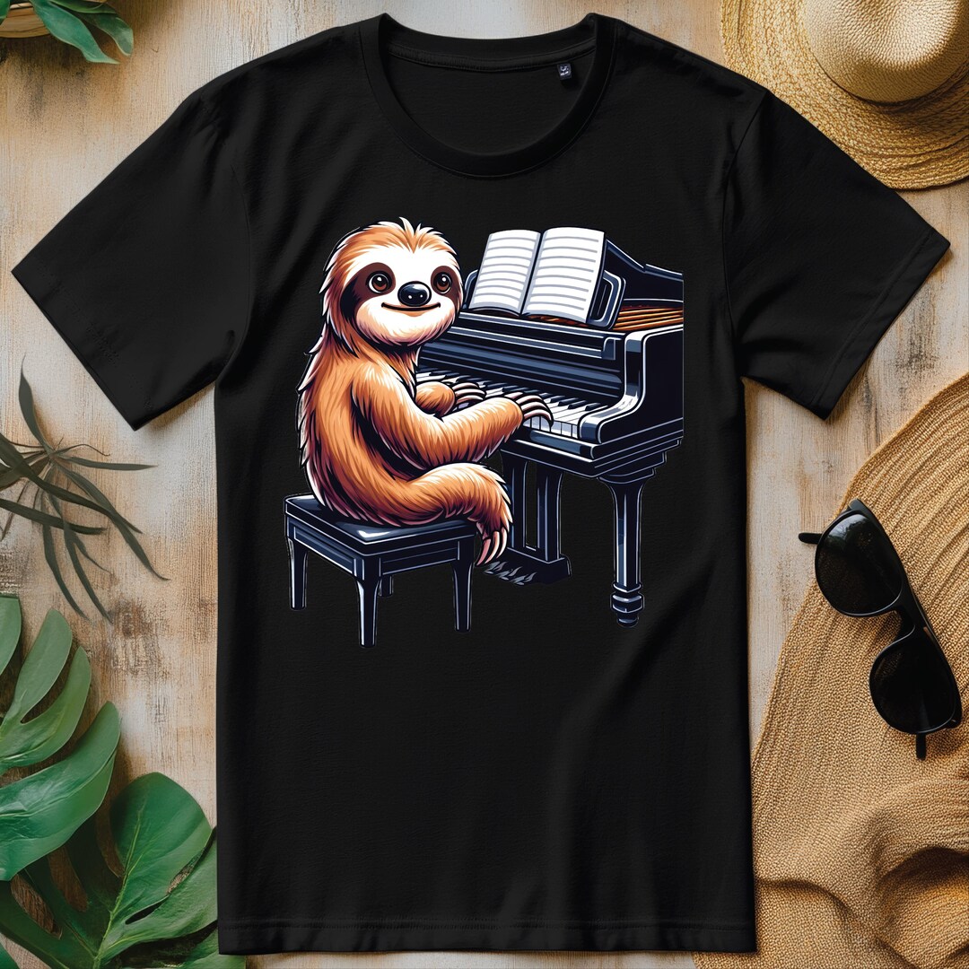 Cute Sloth Playing Piano PNG, Sloths Musician Music T-shirt Design - Etsy