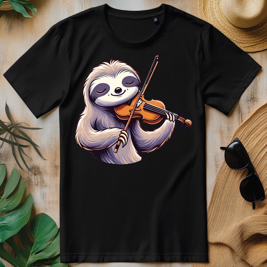 Cute Sloth Playing Violin PNG, Sloths Musician Music T-shirt Design - Etsy