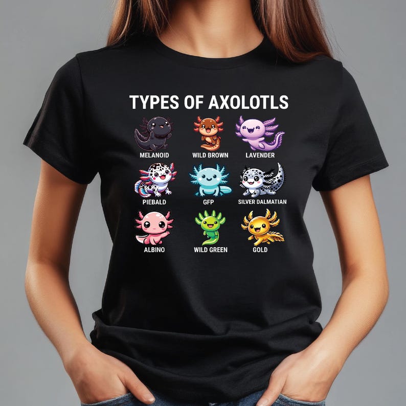 Types of Axolotls Kawaii Axolotls PNG, Funny Animal Axolotl T-shirt ...