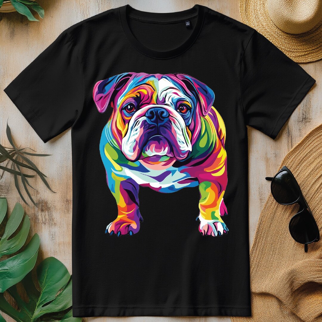 Rainbow Color English Bulldog Dog Art PNG, Cute Animal T-shirt Design ...