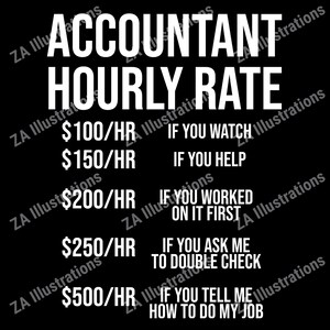 Funny Accountant Hourly Rate PNG, Accounting CPA Humor T-shirt Design ...