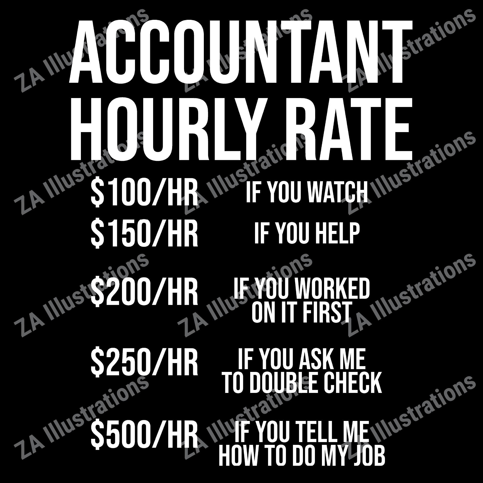 Funny Accountant Hourly Rate PNG, Accounting CPA Humor T-shirt Design ...