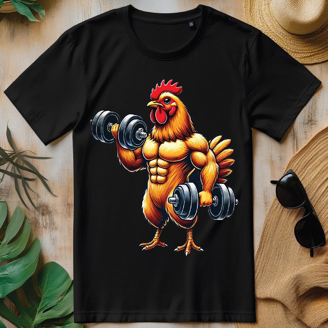 Chicken Powerlifting Weightlifting Gym Workout PNG, Funny Chicken T ...