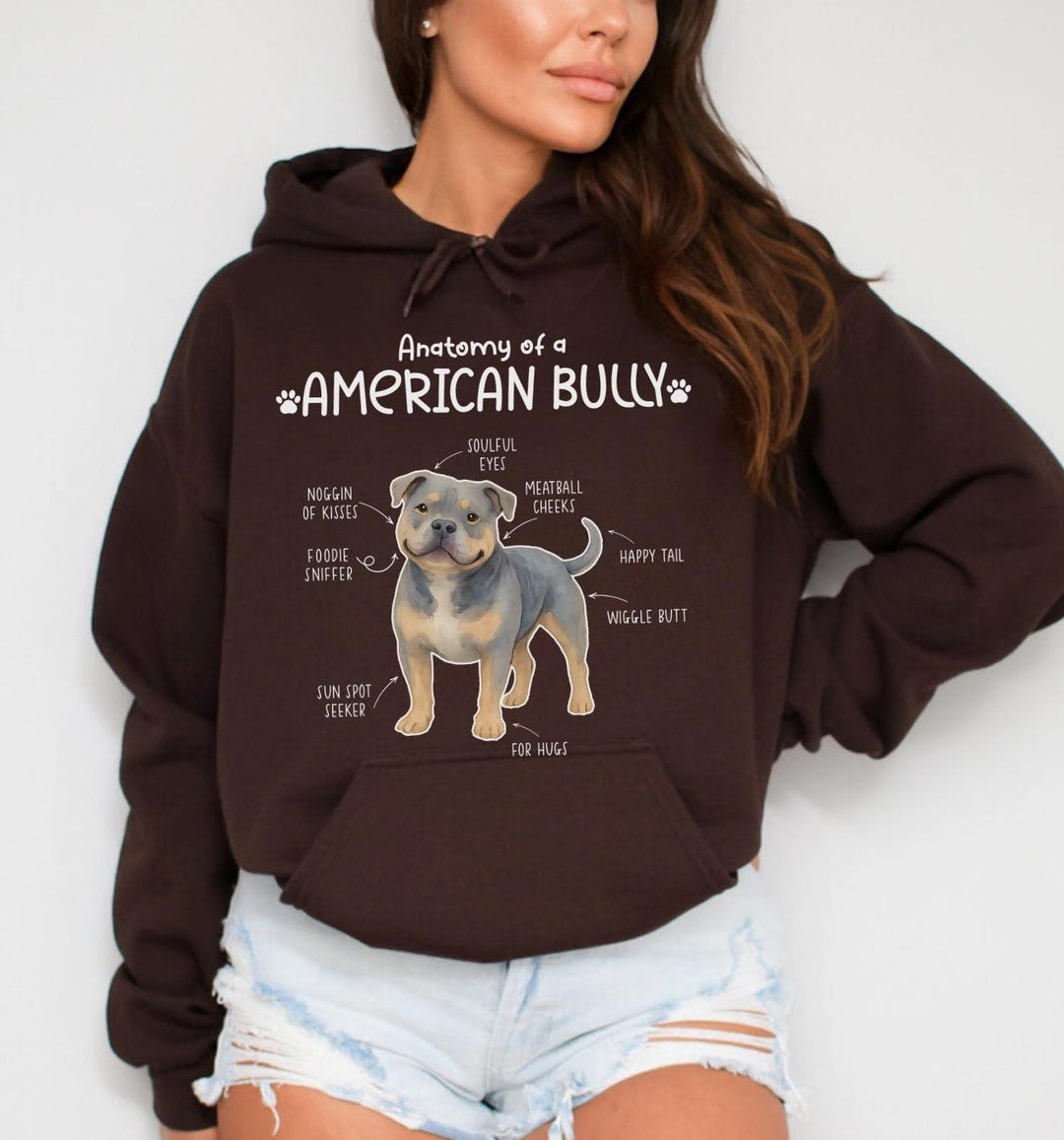 Anatomy of an American Bully Hoodie, Bully Mom Dog Lover Gift, Funny ...