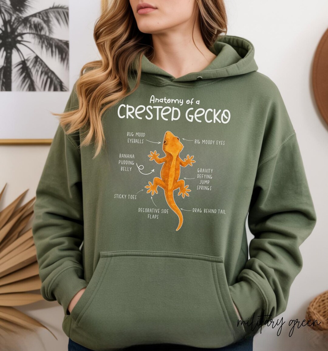 Anatomy of Crested Gecko Hoodie, Gecko Shirt, Reptile Shirt, Crested ...