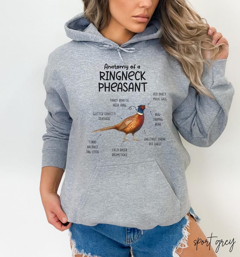 Anatomy of Ringneck Pheasant Hoodie, Funny Pheasant Anatomy Hoodie ...