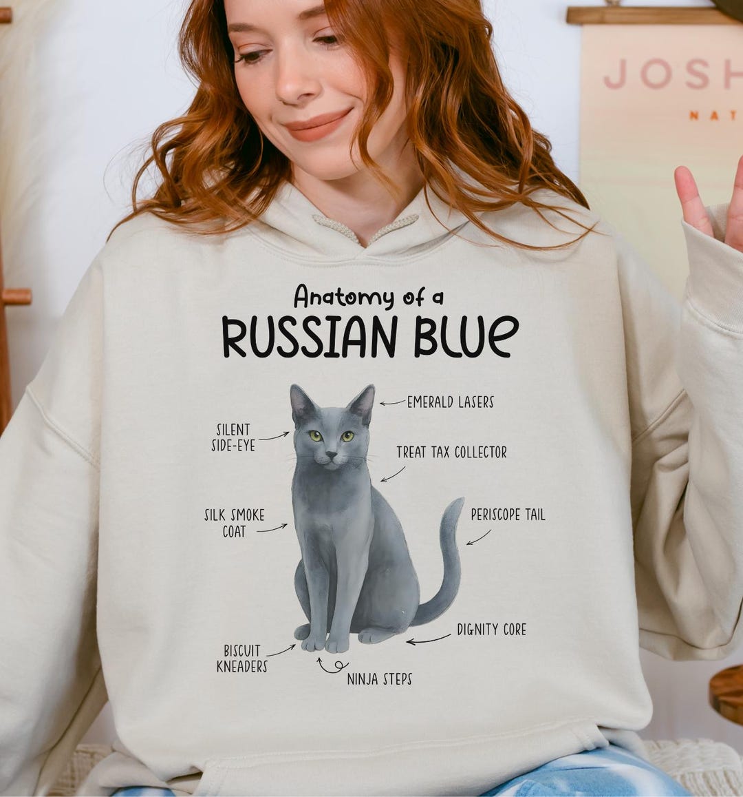 Anatomy of Russian Blue Cats Hoodie, Cat Lover Gift, Cat Mom Shirt, Pet ...