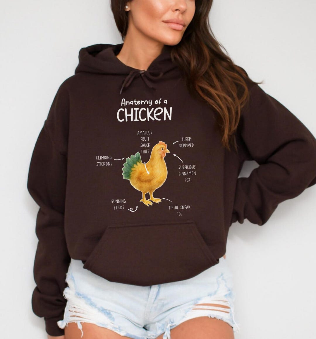 Anatomy of Chicken Hoodie, Chicken Lovers Gift for Mom Grandma, Farmer ...