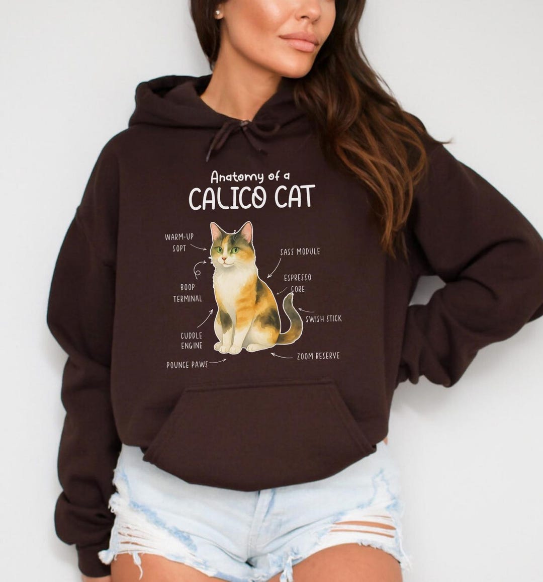 Anatomy of Calico Cat Hoodie, Funny Calico Lover Shirt, Cat Hoodie for ...