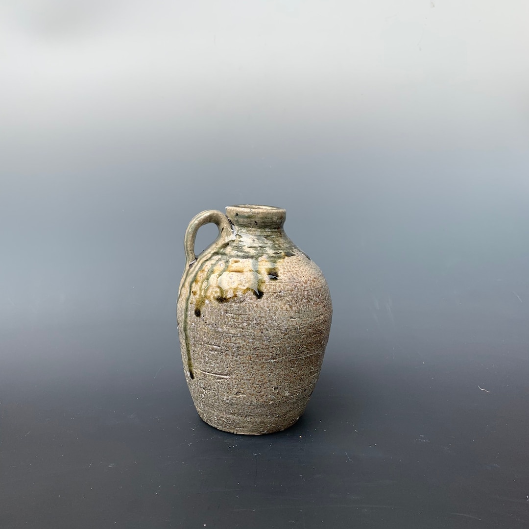 Drippy Blue Ash Salt Fired Jug 1 by Lynn Isaacson - Etsy