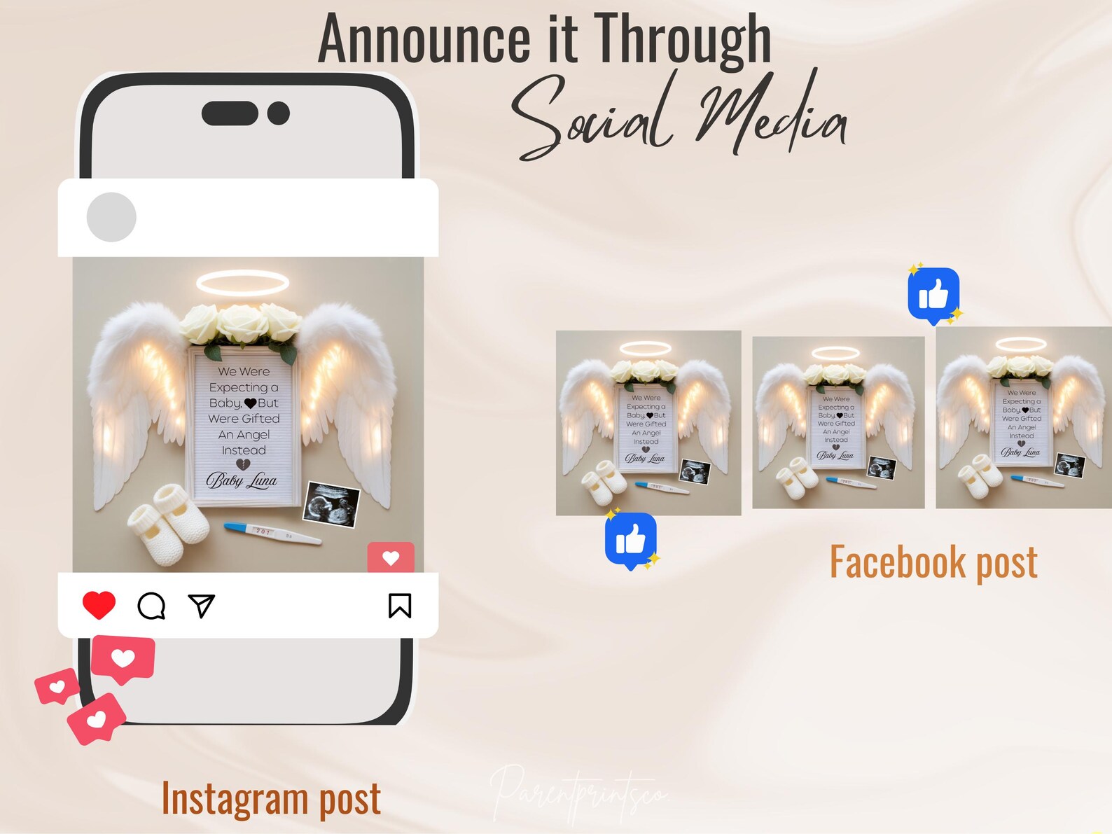 Pregnancy Loss Announcement Digital – Miscarriage Announcement Template ...
