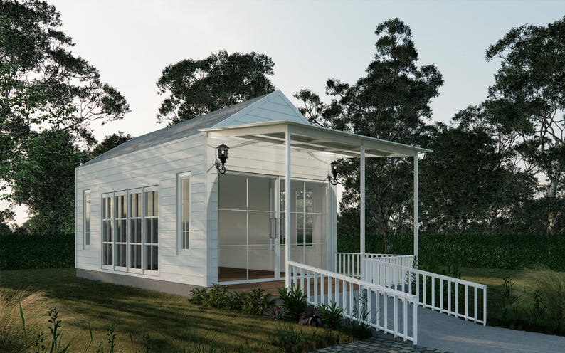 Tiny House Plan - 10x3 Meter Modern Cottage With Porch & Ramp | DIY ...