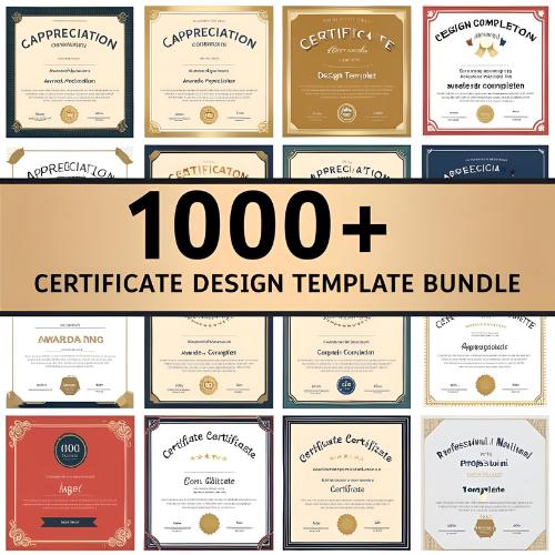 1000+ Premium Certificate Design Templates Bundle | Editable ...