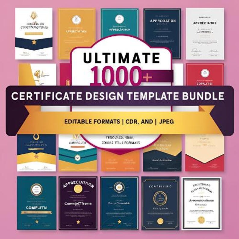 1000+ Premium Certificate Design Templates Bundle | Editable ...