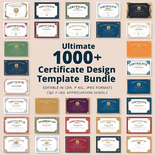 1000+ Premium Certificate Design Templates Bundle | Editable ...