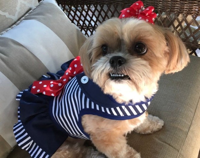 New Designer Series Nautical Double Ruffle Dog Harness Made in USA, Dog ...