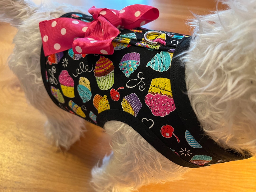 Cupcake Birthday Print Small Dog Harness, Made in USA, Dog Harnesses ...