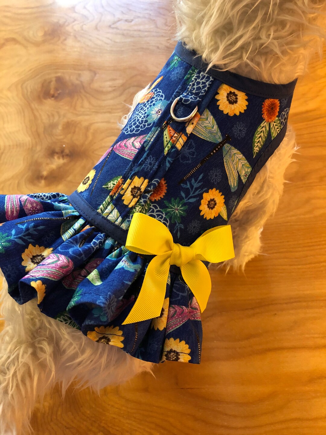 Dragonfly II Print Small Dog Ruffle Harness , Made in USA, Pet Clothing ...