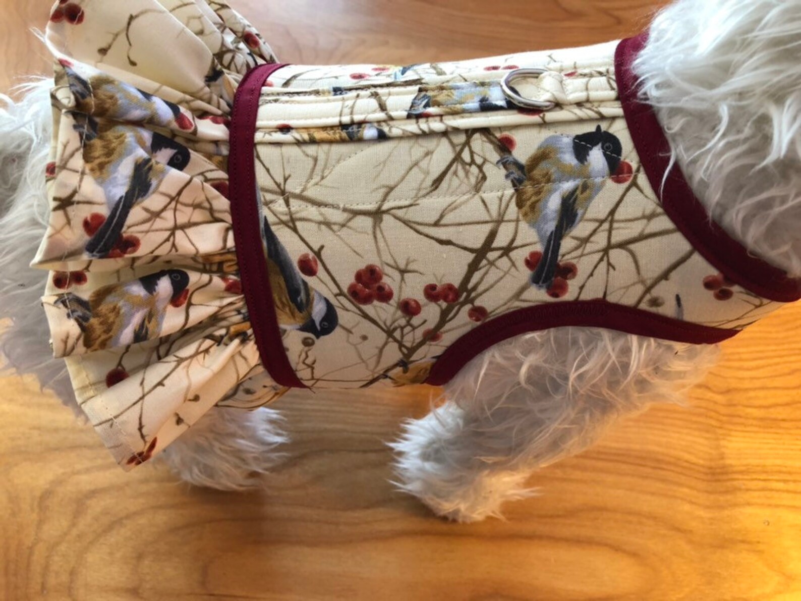 Chickadee berry print Ruffle Dog Harness Made in USA dog | Etsy