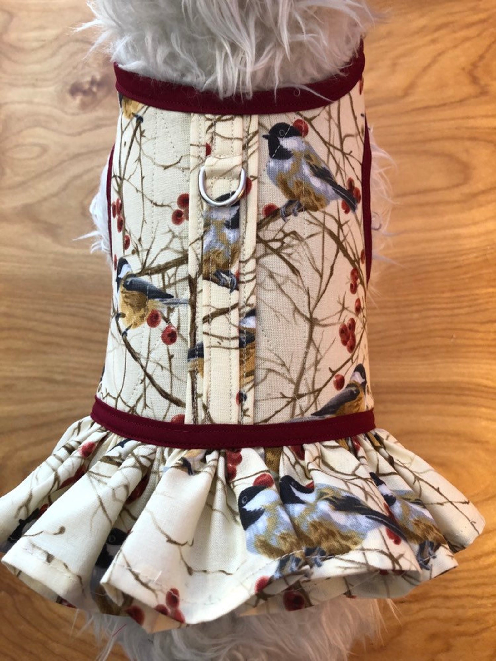Chickadee Berry Print Ruffle Dog Harness Made in USA Dog - Etsy