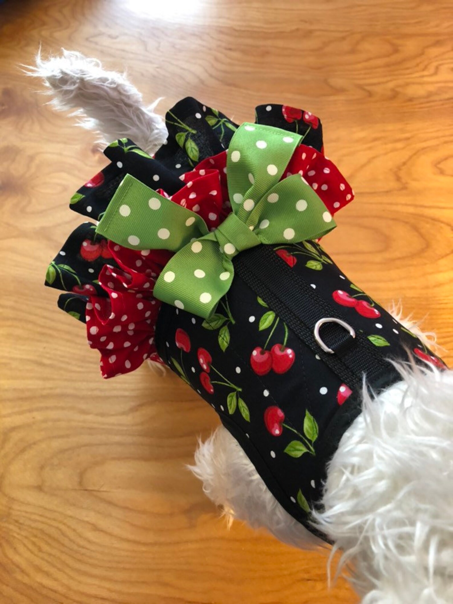 Retro cherry double Ruffle Small Dog Harness Made in USA | Etsy