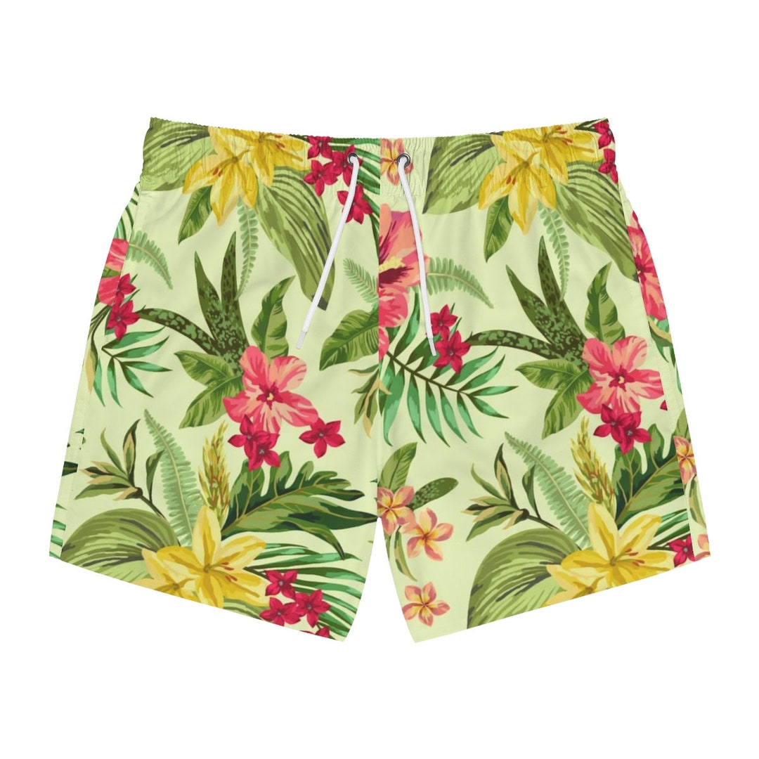 Men's Bathing Suit Tropical Pattern Trunks Men's Beachwear - Etsy