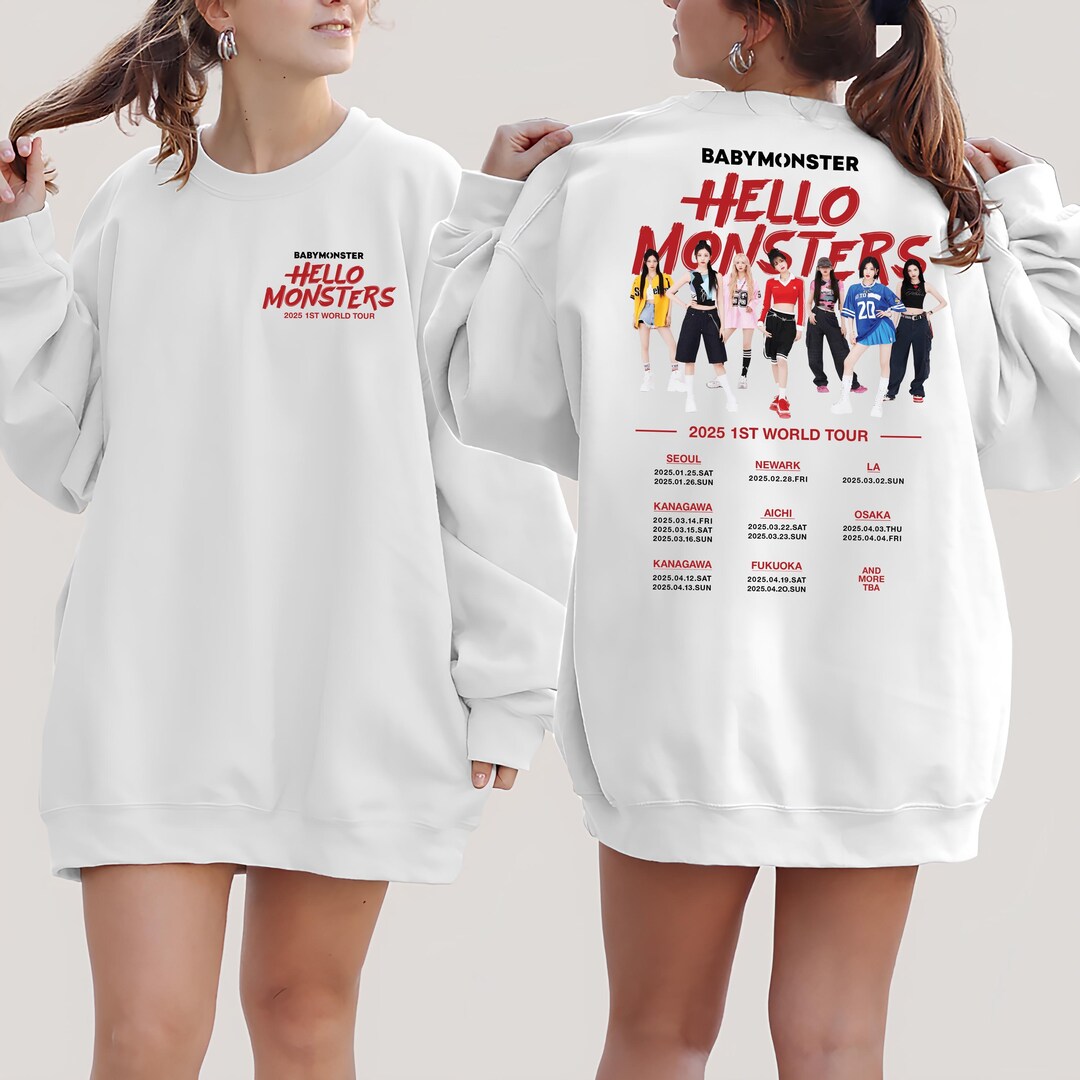 Graphic Babymonster Kpop Hoodie, Hello Monsters 1st World Tour Shirt ...