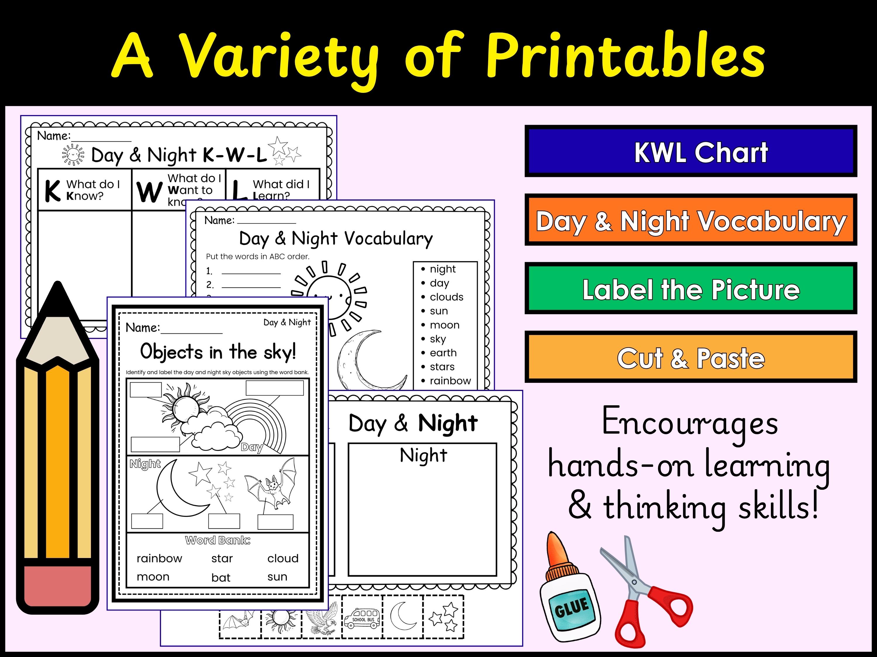 Day and Night Objects Sorting Activity, Real Photo Science Center ...