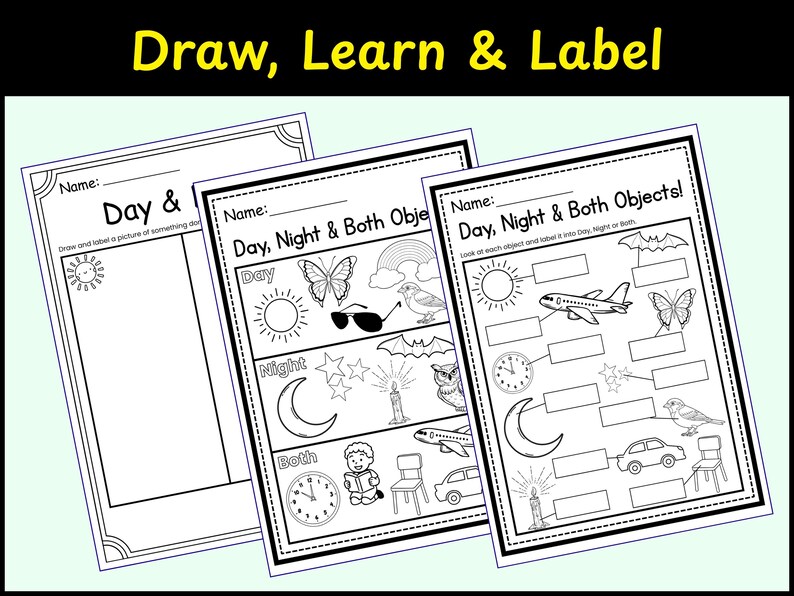 Day and Night Objects Sorting Activity, Real Photo Science Center ...