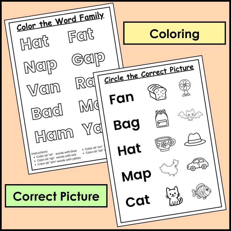 Short A Word Family Worksheets | CVC Words Phonics Activities for ...