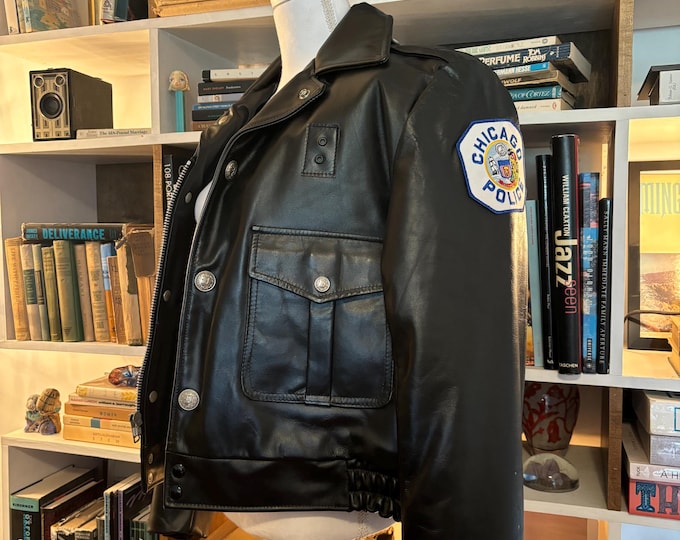 Vintage Kale Chicago Uniform Police Leather Bomber Jacket 38 Thinsulate ...