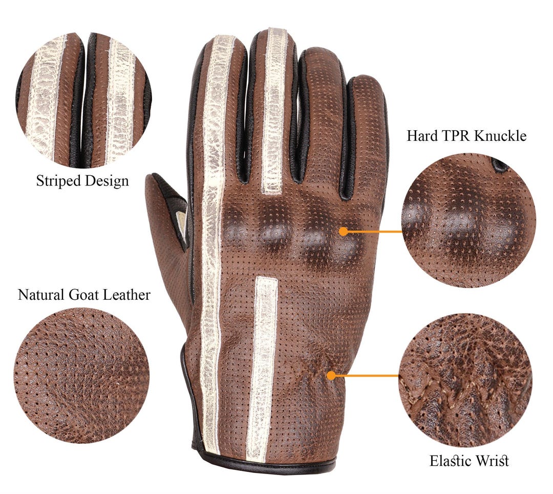 Classic Brown Leather Motorcycle Gloves: Vintage Cafe Racer With ...