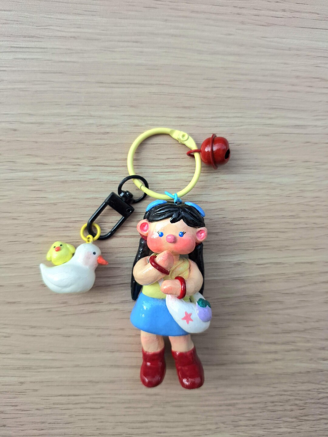 Handmade Clay Doll Keychain, Gracie & Dewey Duck Charm - Etsy