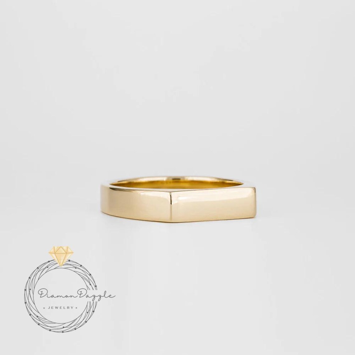 Solid Gold Rectangle Signet Ring | Gold Signet Ring for Men & Women ...