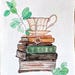 Set of 2 Books and Tea Watercolor - Etsy