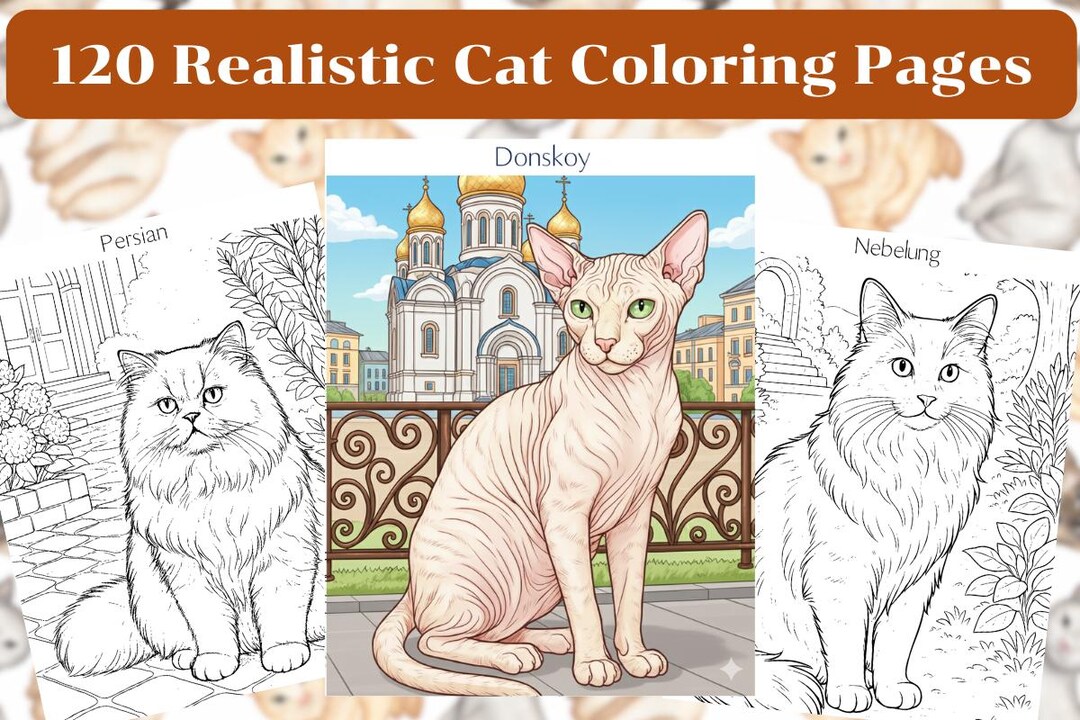 120 Realistic Cat Breeds Coloring Pages | Detailed Line Art Printable ...