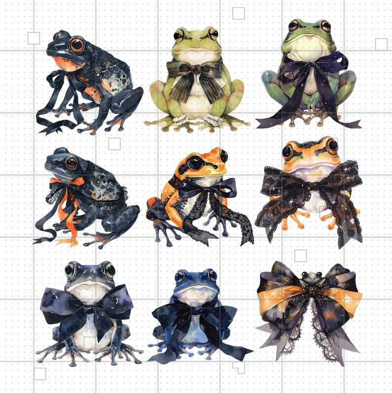 Watercolor Coquette Frog PNG Bundle, Frog and Toad, Cottagecore Frog ...