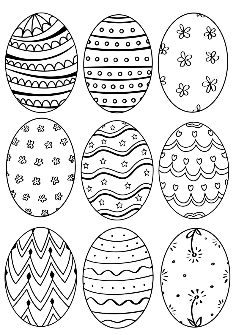 Printable Easter Egg Coloring Pages | 9 Unique Designs | Fun and ...