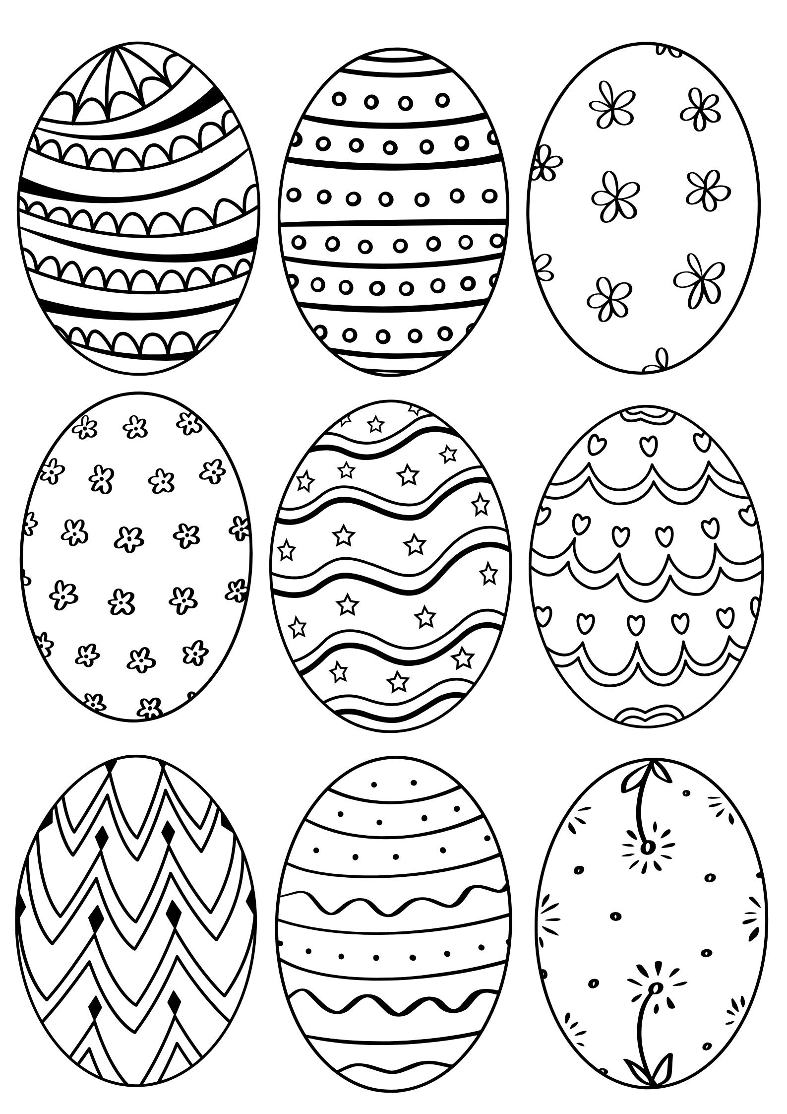 Printable Easter Egg Coloring Pages | 9 Unique Designs | Fun and ...